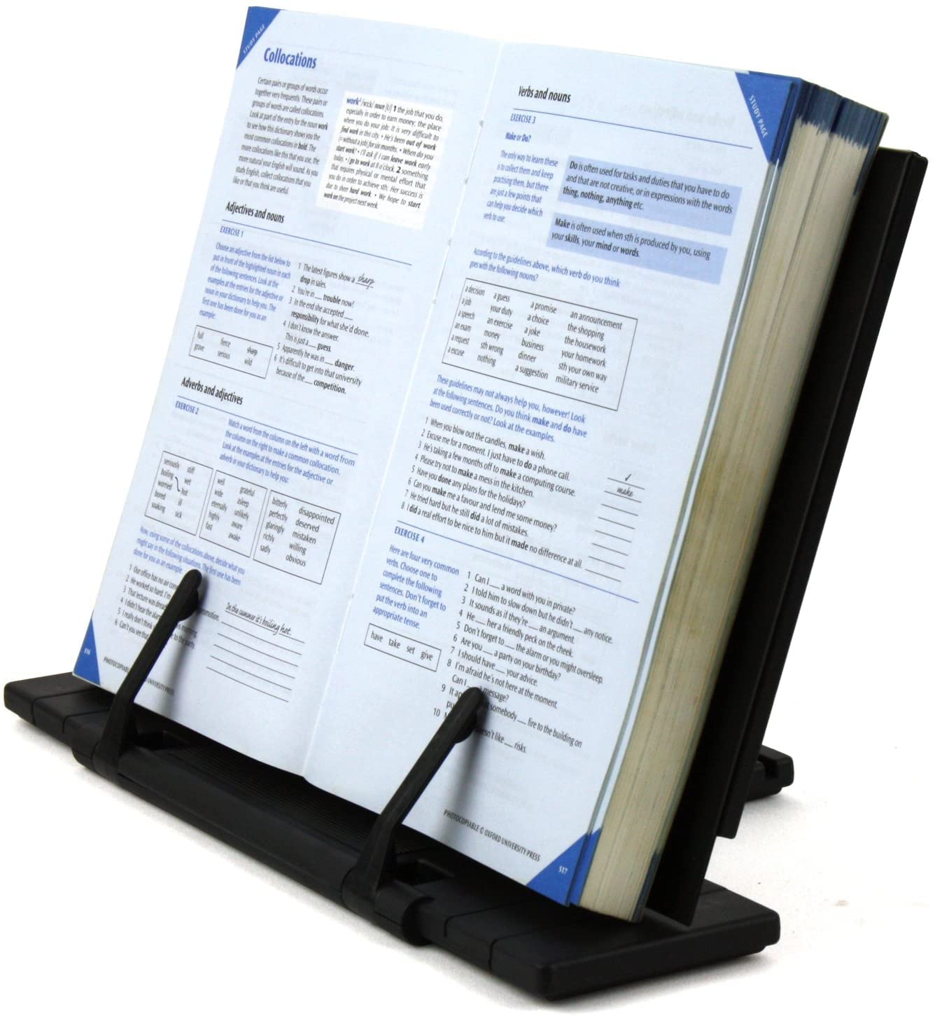 H&S Metal Book Holder - Adjustable Cookbook Stand for Reading - Foldable & Portable Recipe Book Rest