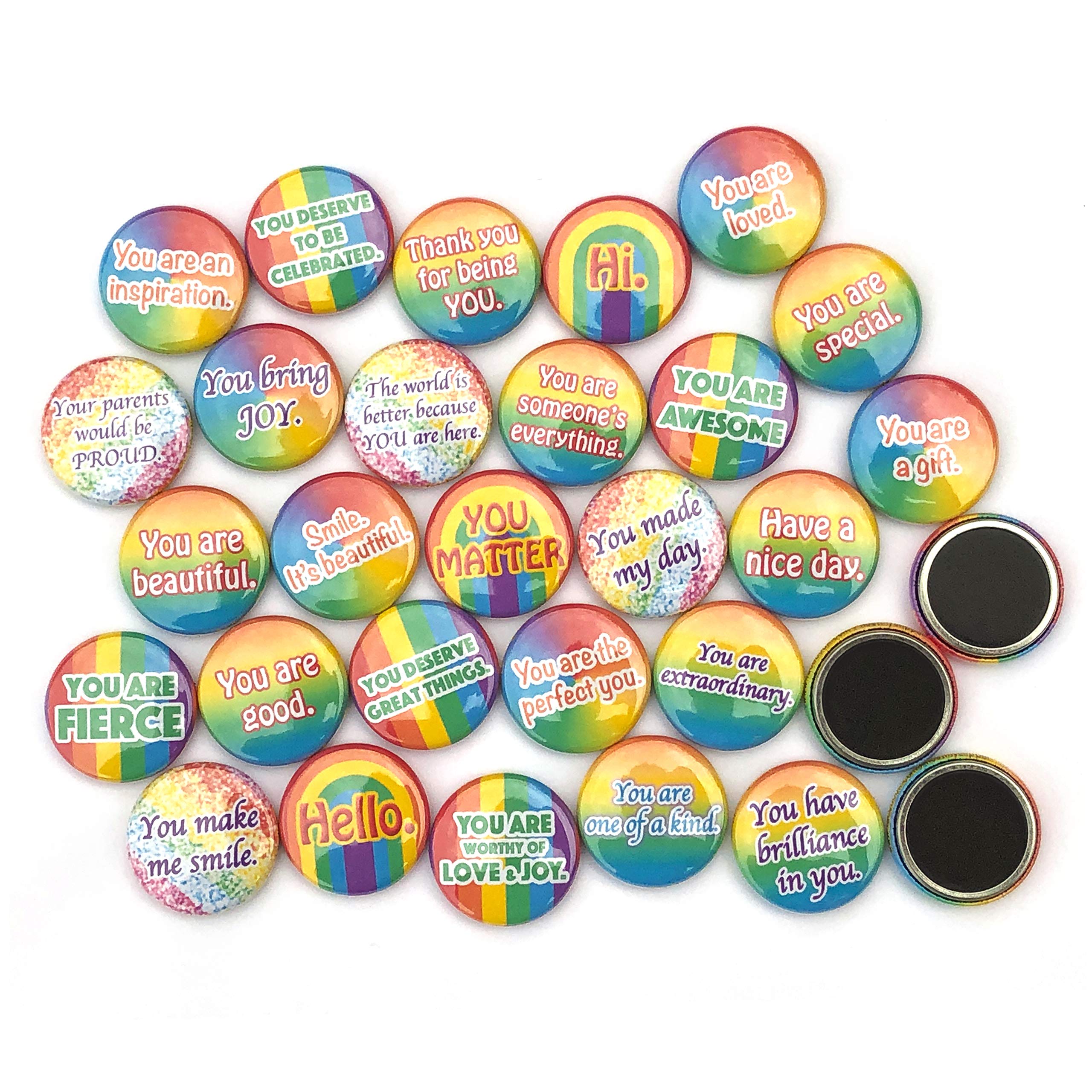 Love Saves Lives Mini Magnets - Rainbow Edition (1" Magnets, 30 Piece Set)