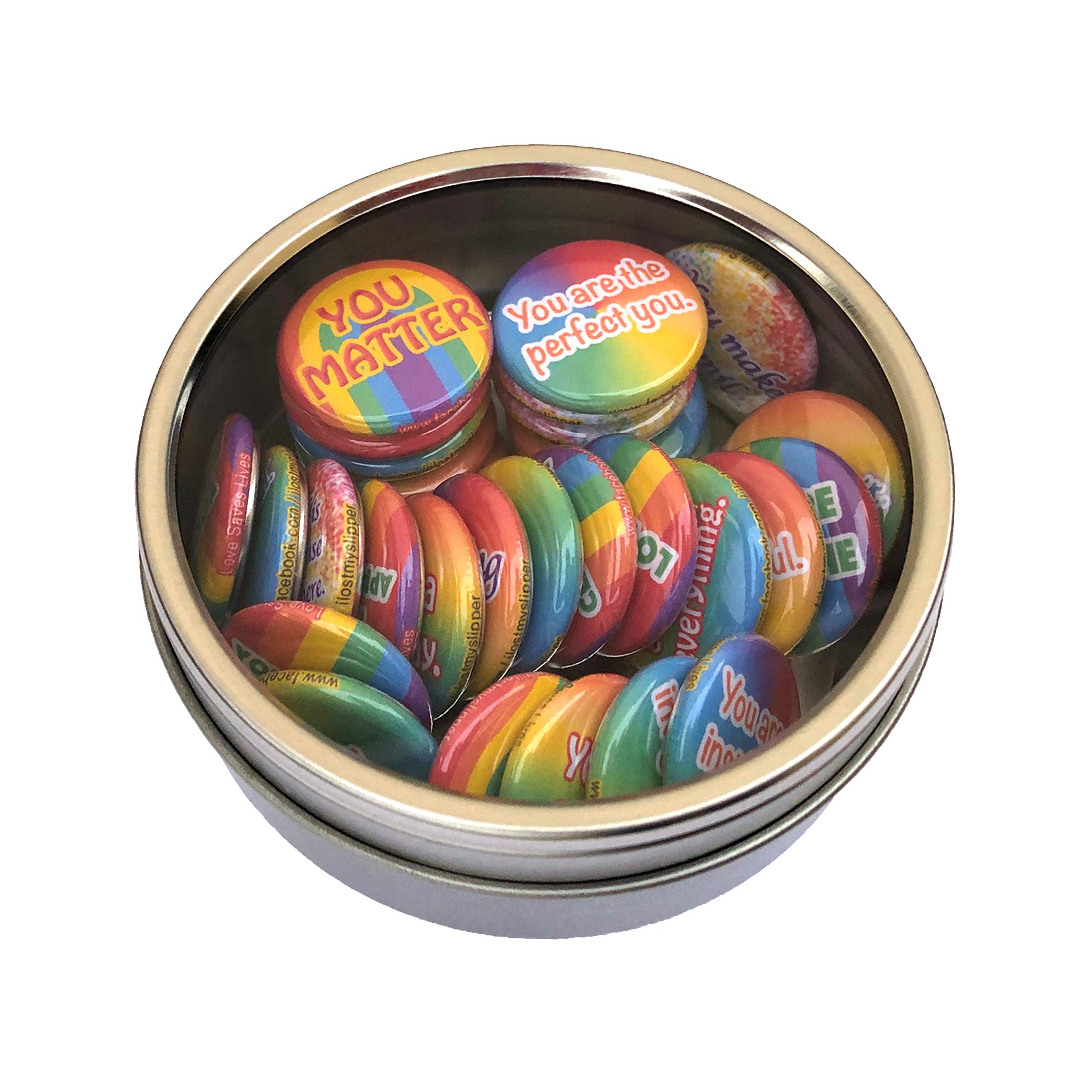 Love Saves Lives Mini Magnets - Rainbow Edition (1" Magnets, 30 Piece Set)