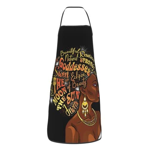 Black Girl Afro Digital Bling Gold Goddesses Queen Apron Theme Cooking Chef Work Shop Women Men Adult Girl Kid Weavers Baking Decorations Painting Bbq Grilling Kitchen Accessories Party Supplies