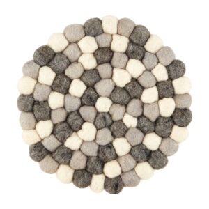 mud pie felted wool trivet, small 5" x 4" dia | large 6 1/2" x 4 1/4" dia, gray