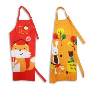 sanseble kids apron art painting cooking craft gardening toddlers childs boys girls smock with pocket waterproof