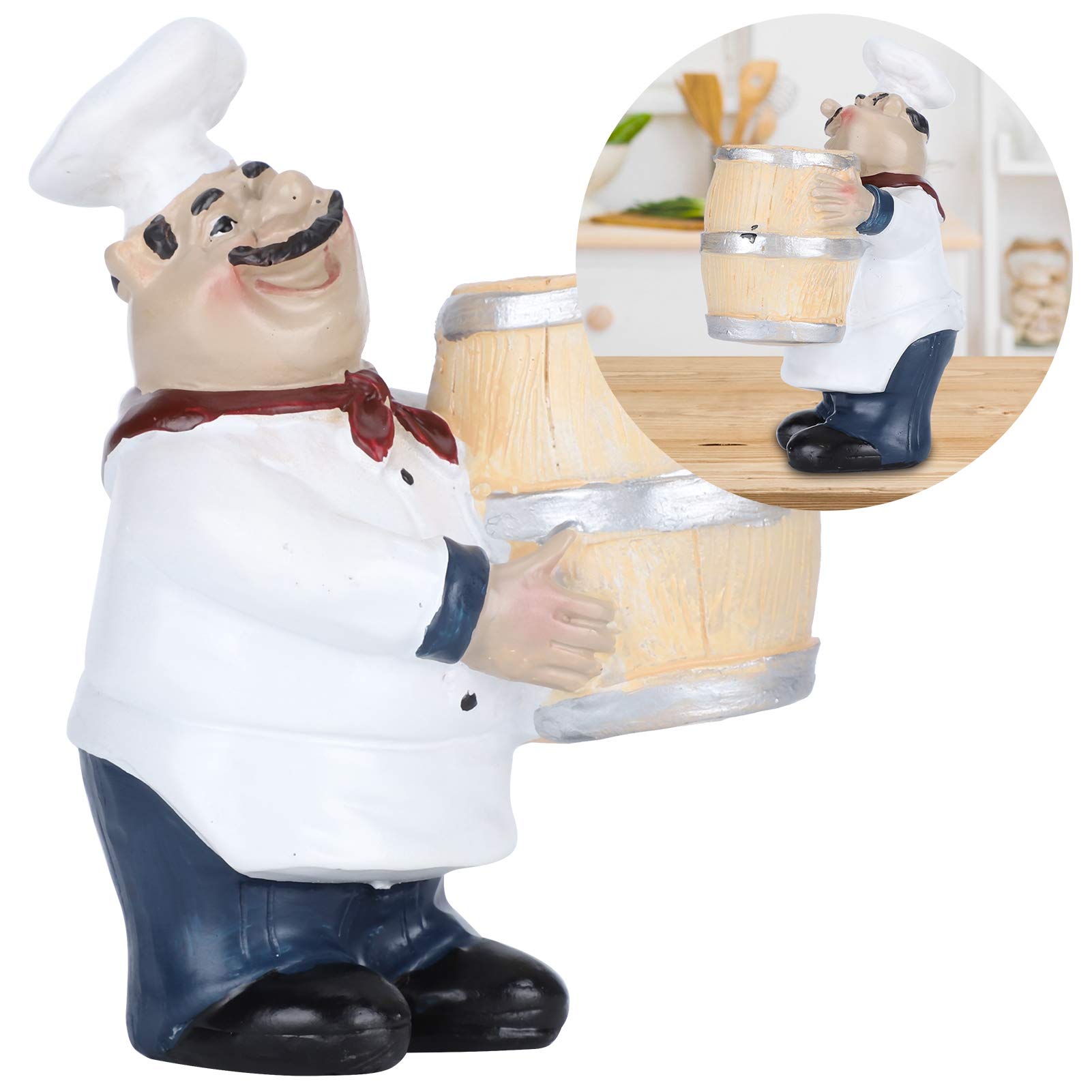 Chef Figurines Toothpick Holder, Resin Toothpick Dispenser with Italian Chef Statue for Kitchen Counter Restaurant Coffee Shop Decor