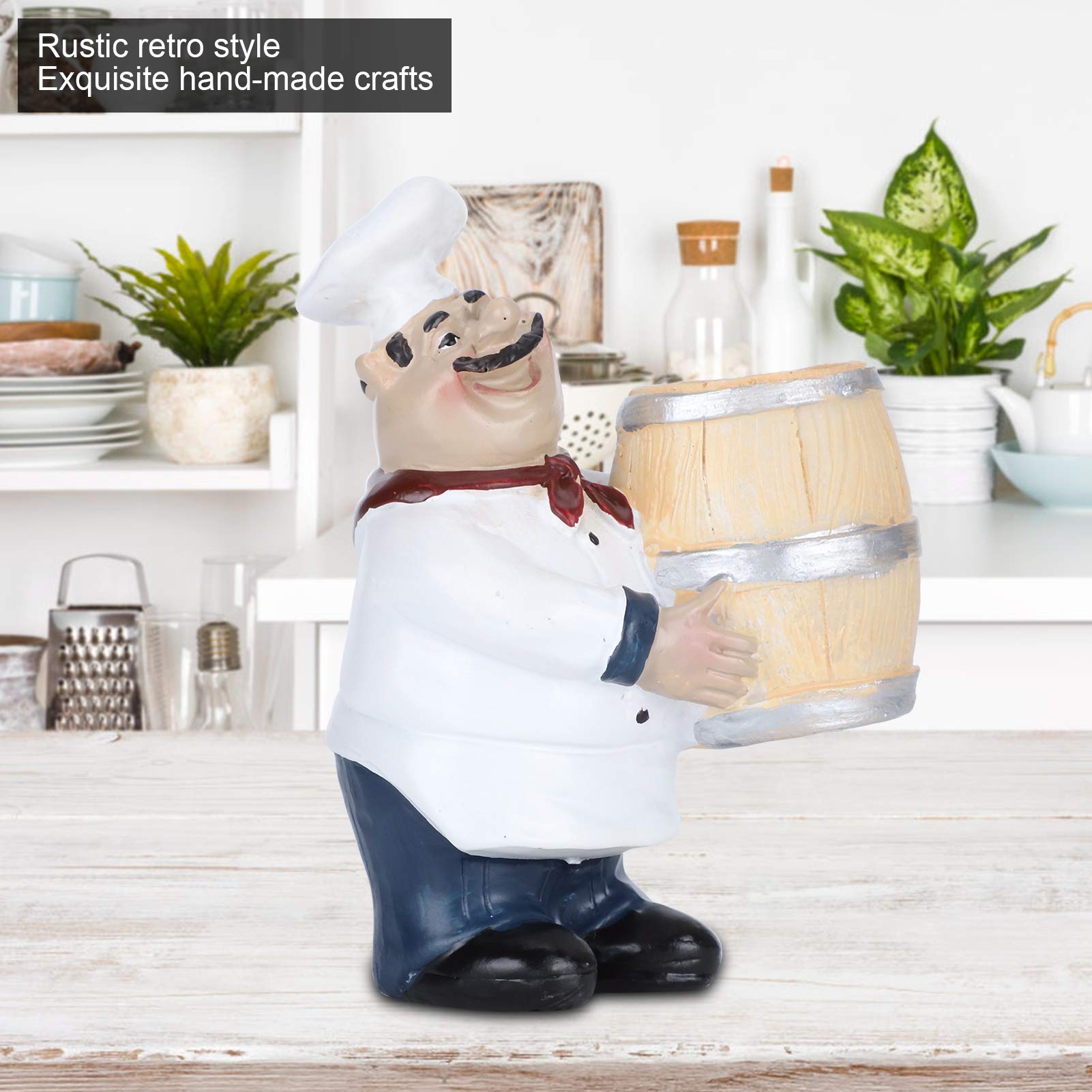 Chef Figurines Toothpick Holder, Resin Toothpick Dispenser with Italian Chef Statue for Kitchen Counter Restaurant Coffee Shop Decor