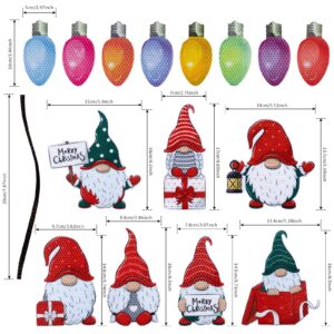 Whaline 29Pcs Christmas Reflective Car Magnets Set Colorful Bulb Light Magnets with Lines 7 Design Christmas Gnomes Refrigerator Garage Magnet Decals for Xmas Mailbox (Not for Aluminum Alloy Vehicle)