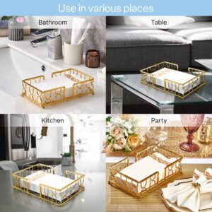 ADDFIT HOUSE Guest Towel Napkin Holder - Guest Towel Holder Tray for Bathroom - Strong Paper Hand Towel Holder Tray - Elegant Disposable Dinner Napkin Towel Holder for Table, Party, Picnic (GOLD)