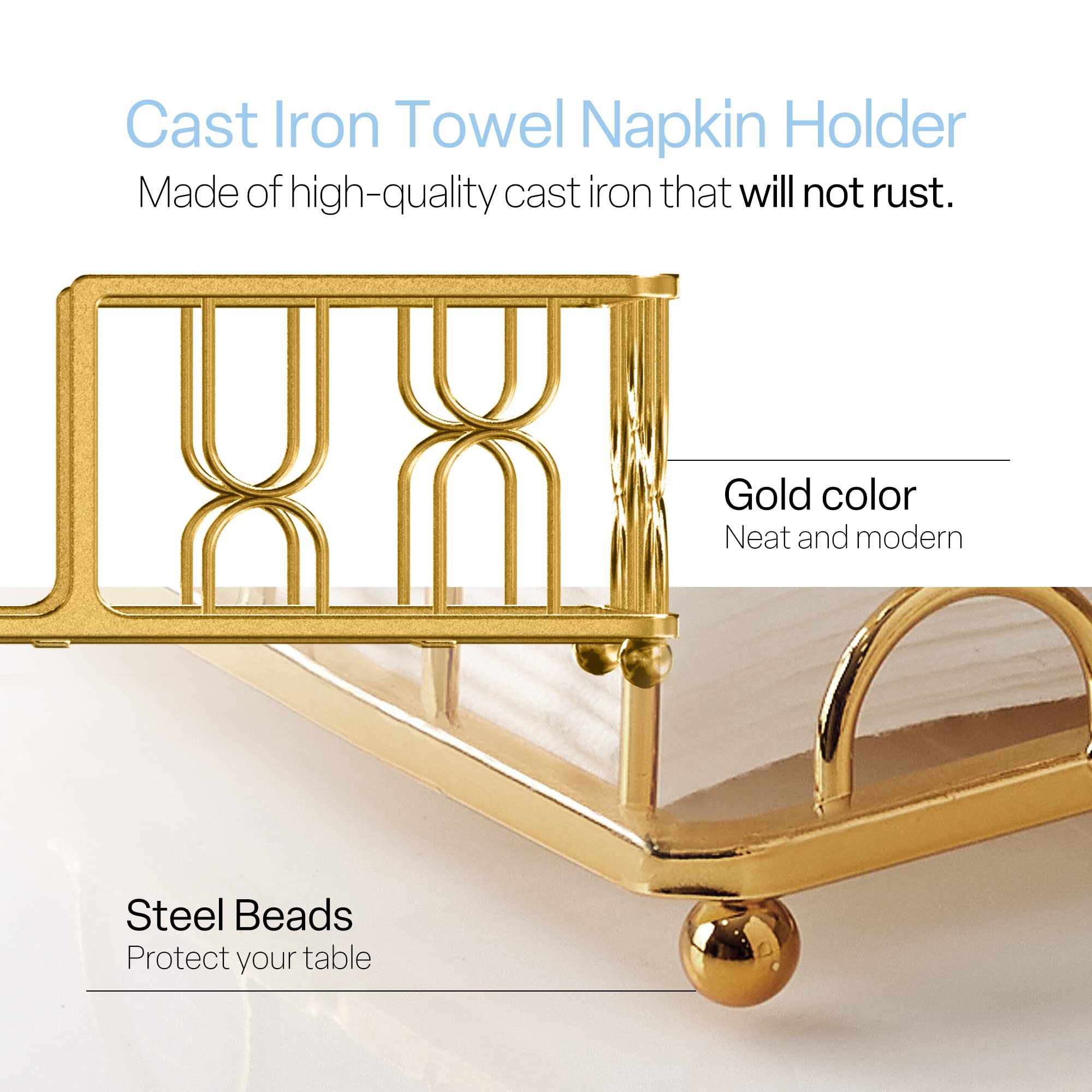 ADDFIT HOUSE Guest Towel Napkin Holder - Guest Towel Holder Tray for Bathroom - Strong Paper Hand Towel Holder Tray - Elegant Disposable Dinner Napkin Towel Holder for Table, Party, Picnic (GOLD)