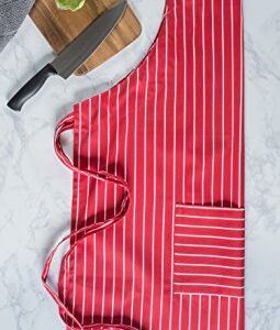 DII Professional and Commercial Grade, Chef Stripe Kitchen, Apron, Tango Red