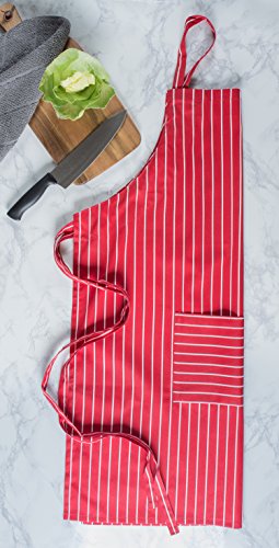 DII Professional and Commercial Grade, Chef Stripe Kitchen, Apron, Tango Red