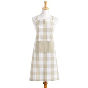 elrene home fashions unisex adult onesize buffalo check apron with pocket, tan/white, 28 x33 apron us