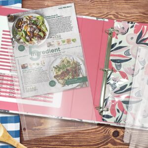 Better Kitchen Products Recipe Binder, Full Page 3 Ring Standard Binder Organizer Set (with 50 Page Protectors & 12 Category Divider Tabs) 11.5" x 12" Floral Design