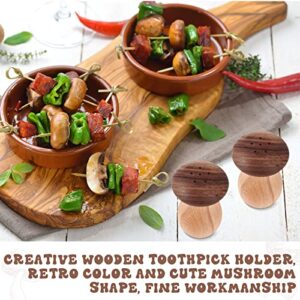 Norme 2 Pcs Toothpick Holder Dispenser with 400 Pcs Bamboo Toothpicks Wooden Toothpick Dispenser Container Cute Decorative Mushroom Tooth Pick Holders for Kitchen Restaurant Home