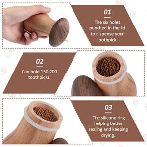 Norme 2 Pcs Toothpick Holder Dispenser with 400 Pcs Bamboo Toothpicks Wooden Toothpick Dispenser Container Cute Decorative Mushroom Tooth Pick Holders for Kitchen Restaurant Home