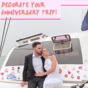 Oudain 19 Pcs Honeymoon Cruise Door Decorations Wedding Cruise Door Magnets Honeymoon Cruise Sign Wedding Car Magnets Cruise Ship Magnets for Honeymoon Anniversary Wedding Carnival Cruise Party Decor