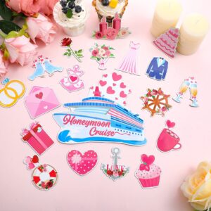 Oudain 19 Pcs Honeymoon Cruise Door Decorations Wedding Cruise Door Magnets Honeymoon Cruise Sign Wedding Car Magnets Cruise Ship Magnets for Honeymoon Anniversary Wedding Carnival Cruise Party Decor