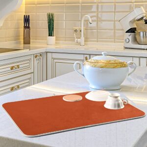 xigua Plain Rust Solid Color Dish Drying Mat, Absorbent Microfiber Pad Protector For Kitchen Counter Top Mat Dish Drainboard 18x24in