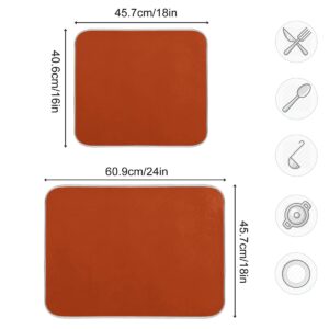 xigua Plain Rust Solid Color Dish Drying Mat, Absorbent Microfiber Pad Protector For Kitchen Counter Top Mat Dish Drainboard 18x24in