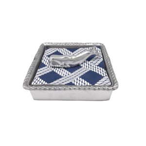 mariposa nantucket whale rope napkin box silver small