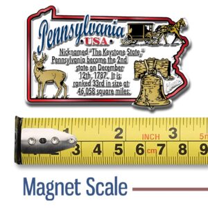 Pennsylvania Information State Magnet by Classic Magnets, 3.1" x 2", Collectible Souvenirs Made in The USA