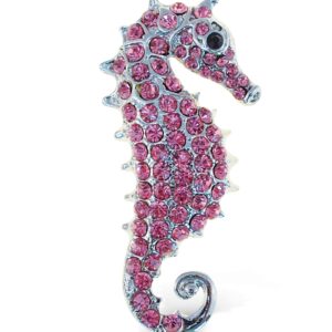 COTA Global Seahorse Sparkling Refrigerator Magnet - Pink & Silver Sparkling Rhinestones Crystals, Cute Sparkly Ocean Animal Magnet for Kitchen Door Fridge, Cool Home & Office Novelty Decor - 2 Inch