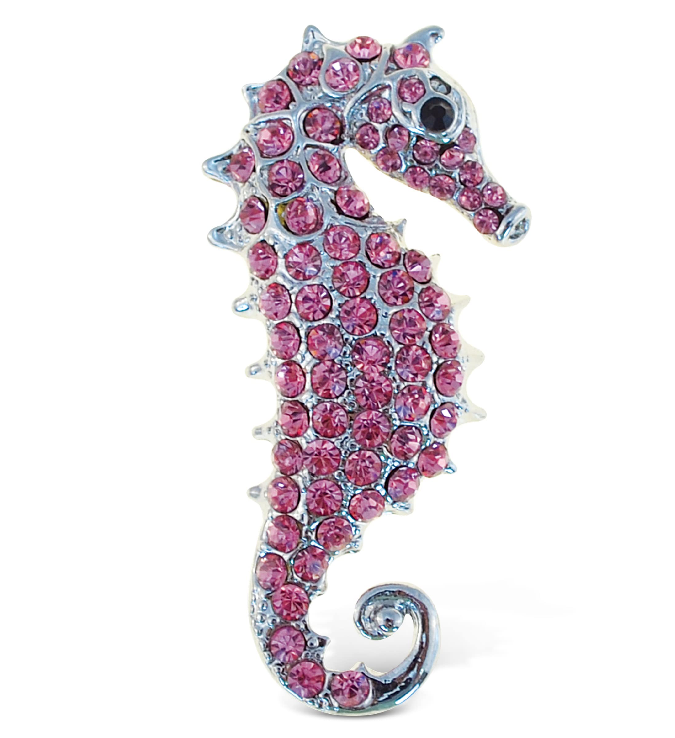 COTA Global Seahorse Sparkling Refrigerator Magnet - Pink & Silver Sparkling Rhinestones Crystals, Cute Sparkly Ocean Animal Magnet for Kitchen Door Fridge, Cool Home & Office Novelty Decor - 2 Inch