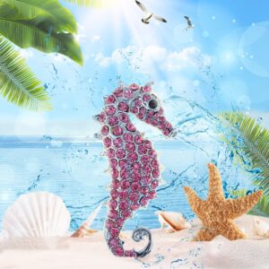 COTA Global Seahorse Sparkling Refrigerator Magnet - Pink & Silver Sparkling Rhinestones Crystals, Cute Sparkly Ocean Animal Magnet for Kitchen Door Fridge, Cool Home & Office Novelty Decor - 2 Inch