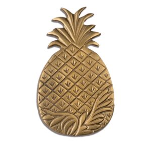 india handicrafts brushed gold tone pineapple 9.5 x 5.5 aluminum trivet