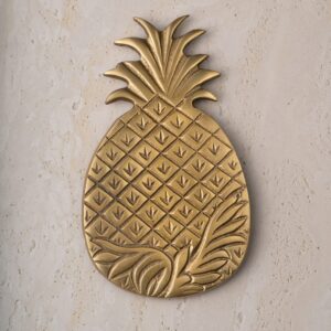 India Handicrafts Brushed Gold Tone Pineapple 9.5 x 5.5 Aluminum Trivet