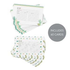 C.R. Gibson Cacti Double Sided Recipe Card Set, 4" W x 6" L, Multicolor