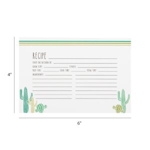 C.R. Gibson Cacti Double Sided Recipe Card Set, 4" W x 6" L, Multicolor