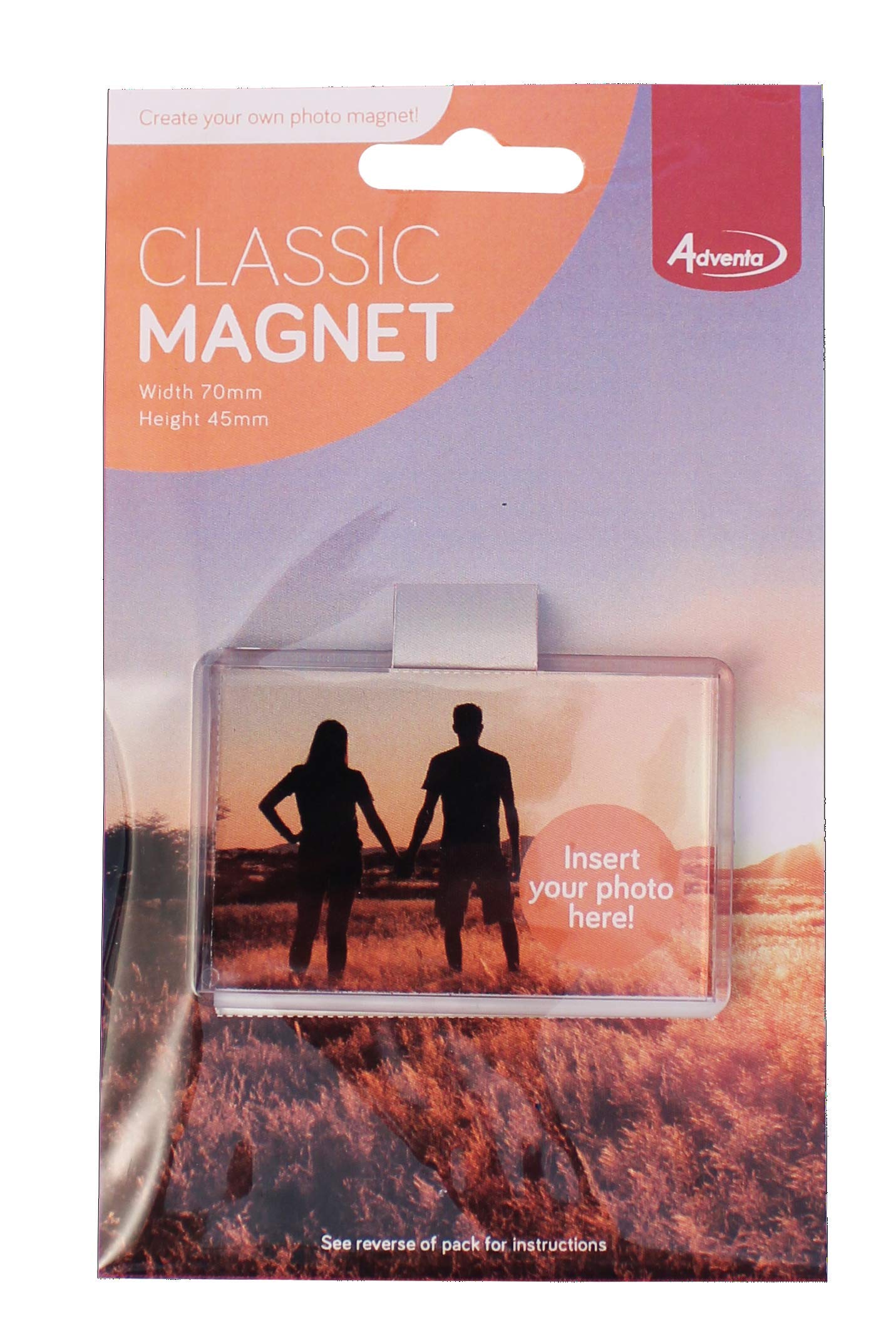 Adventa Personalised Photo Fridge Magnet, Takes 45 x 70mm or 1-3/4 x 2-3/4" Print, Clear