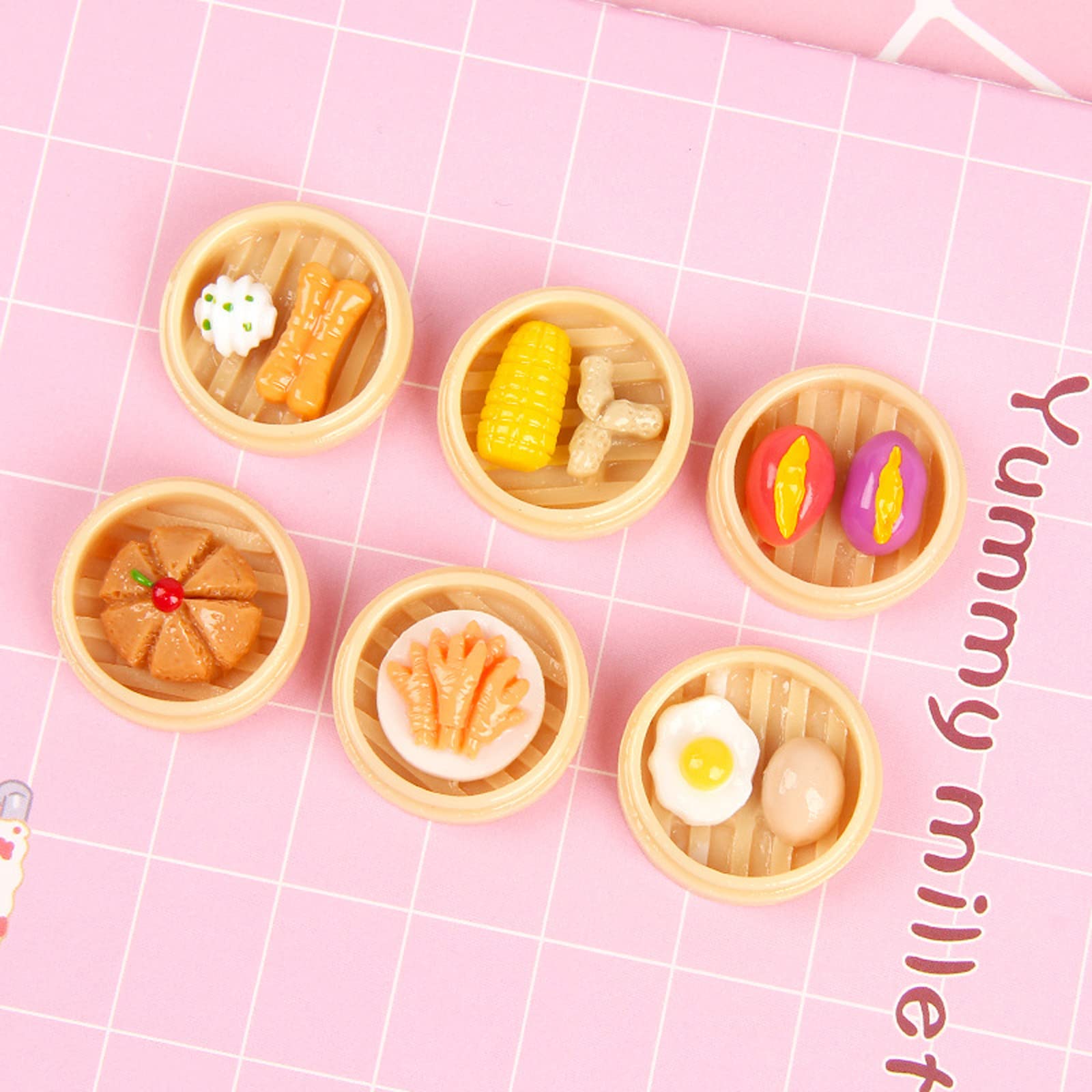 6 Pcs Cute Magnets Funny Fridge Magnets, Food Steamer Refrigerator Magnets, Fridge Magnets 3D Resin Magnets for Office Whiteboard, Kitchen Decorations+100 Sheets/Pad Self-Stick Note Pads