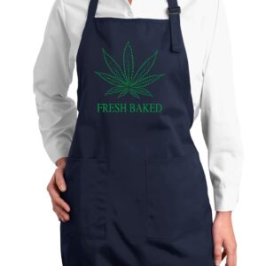 Wild Bobby Fresh Baked THC Funny Weed Marijuana Kitchen BBQ Grilling Cooking Graphic Apron with Pockets, Navy, One Size