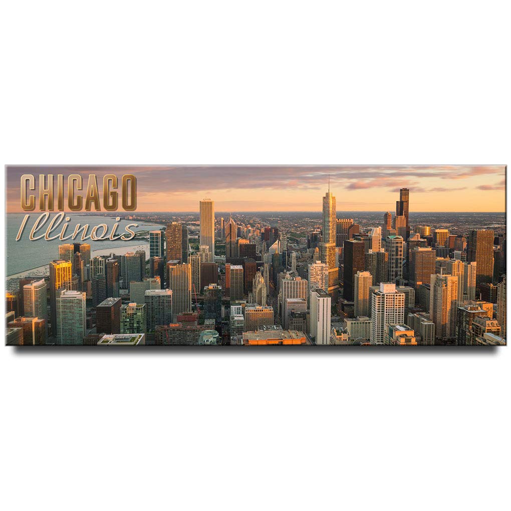 Chicago Panoramic Fridge Magnet Illinois Travel Souvenir Windy City