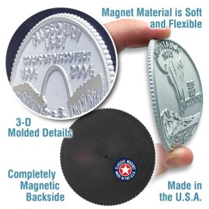 Oregon State Quarter Magnet by Classic Magnets, 2.5" Diameter, Collectible Souvenirs Made in The USA