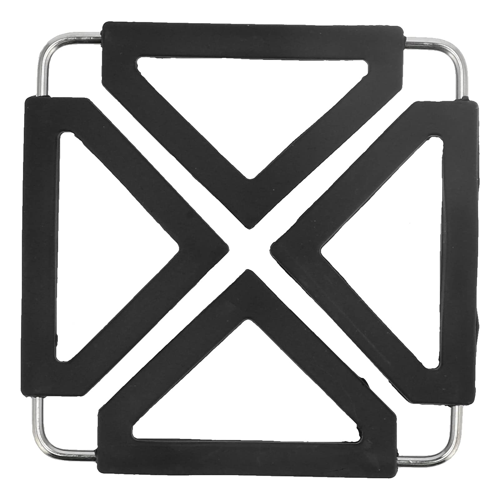 Silicone Trivet Mat Stainless Steel Hot Pot Holder Non‑Slip Coasters Heat Insulation Bowl Mats Foldable Table Pad Tableware Placemat for Hot Pans Bowls Food Grade Non‑Slip Silicone(Black)