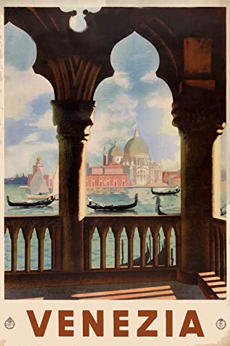 Magnet 1938 Venice Italy Vintage Style Italian Travel Magnet Vinyl Magnetic Sheet for Lockers, Cars, Signs, Refrigerator 5"