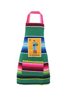 leos imports mexican loteria cards serape apron unisex (el mandilon)