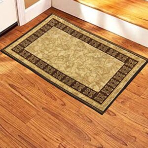 Stair Treads Non-Slip Landing Mat- Skid Resistant Rubber Back Landing Rug - Beautiful Design Landing Mat for Bottom of Stairs - Floormat - Doormat (20" x 30") Mixed Beige Floral