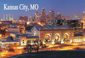 kansas city, missouri, mo, city skyline, souvenir magnet 2 x 3 photo fridge magnet