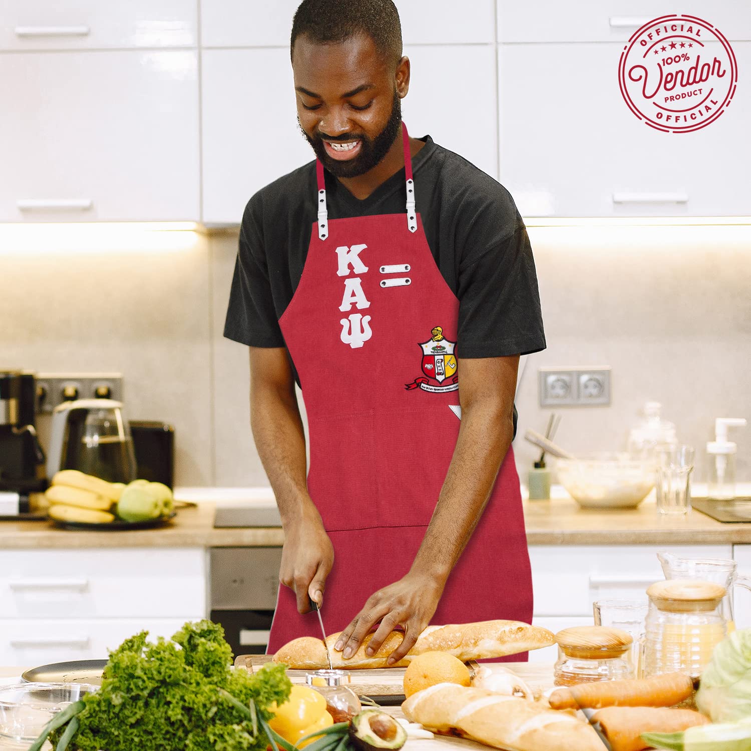 BBGreek Kappa Alpha Psi Official Vendor - Canvas and Vegan Leather Apron - Fraternity Paraphernalia