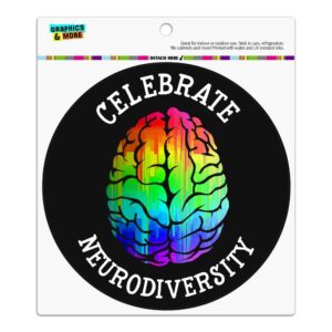 celebrate neurodiversity brain autism rainbow spectrum automotive car refrigerator locker vinyl circle magnet