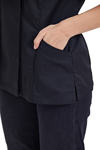 Women's Snap Buttons Chef Coat Short Sleeves Chef Jacket Hotel Restaurant Lightweight Chef Uniform - Black