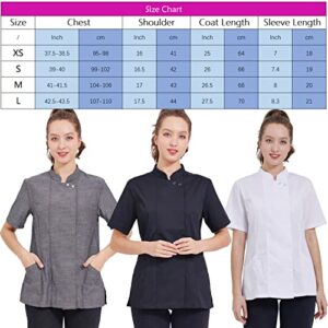 Women's Snap Buttons Chef Coat Short Sleeves Chef Jacket Hotel Restaurant Lightweight Chef Uniform - Black