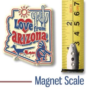 Love from Arizona Vintage State Magnet by Classic Magnets, Collectible Souvenirs Made in The USA, 2.1" x 2.5"