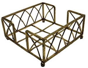 boston international arch design cocktail napkin holder caddy, 5.25 x 5.25-inches, gold leaf