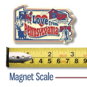 Love from Pennsylvania Vintage State Magnet by Classic Magnets, Collectible Souvenirs Made in The USA, 2.8" x 1.7"