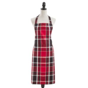 saro lifestyle jarret collection classic plaid kitchen apron, 24" x 36", red