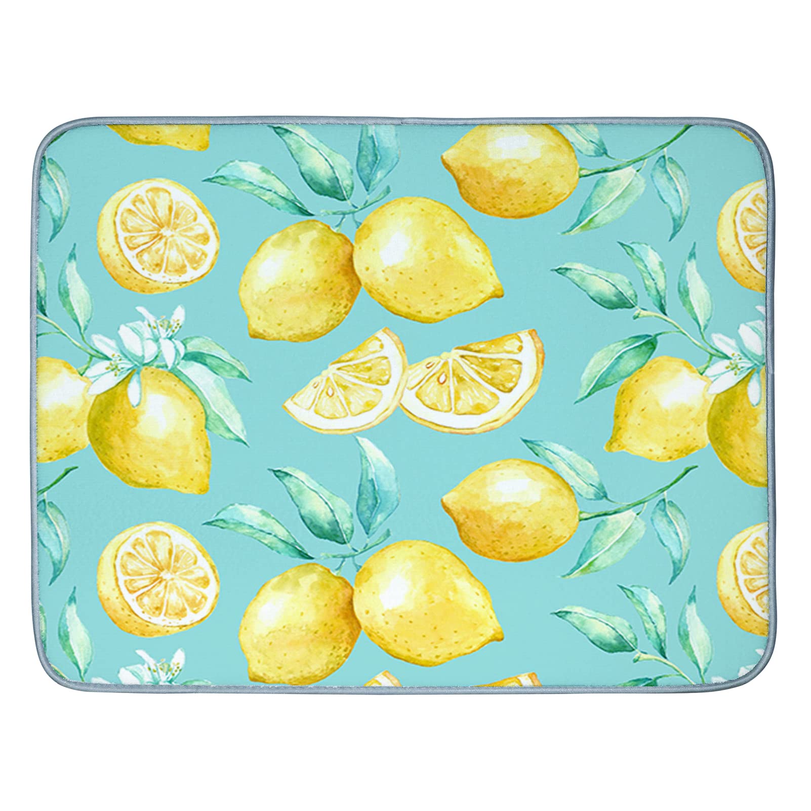 Microfiber Lemon Dish Drying Mat 24x18 inch Super Absorbent Dish Draining Mat for Kitchen Counter Kitchen Gadgets for Easy Clean Multi-use