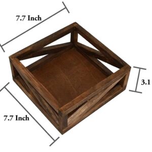 OwlGift Rustic Brown Flat Napkin Holder Solid Wood for Kitchen Table and Countertops, Christmas Napkin Holder Farmhouse Style and Décor for House, Office, Restaurant, Hotel, Café, Bar